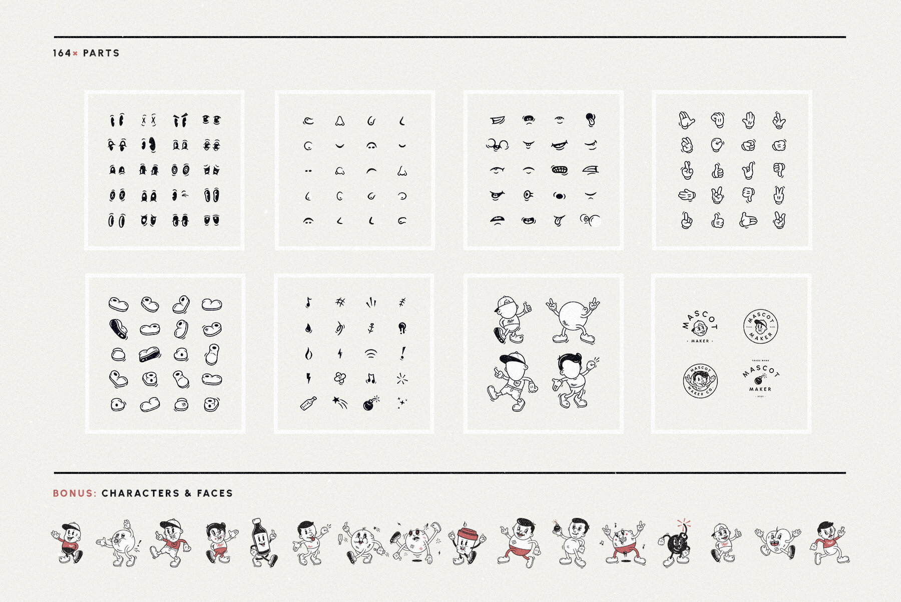Mascot Maker – Vintage Vector Character Toolkit – Stock Art World