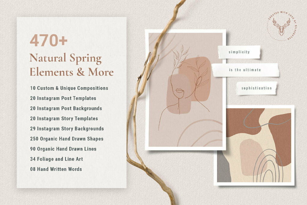 Natural Spring Graphics & Elements With Instagram Templates – Stock Art ...